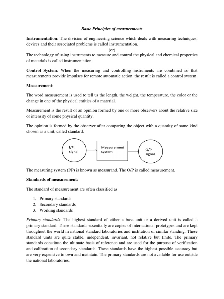 Unit-1 Basic Principles of Measurements PDF | PDF | Errors And Residuals | Observational Error