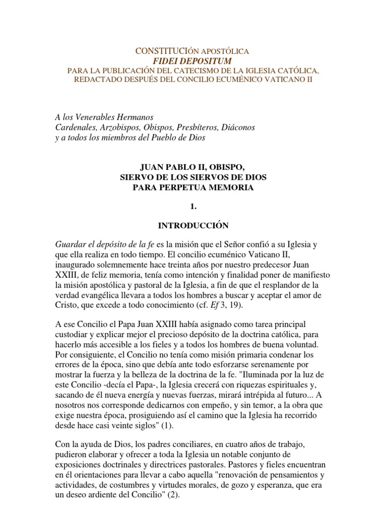 Fidei Depositum | PDF | Concilio Vaticano II | Iglesia Católica