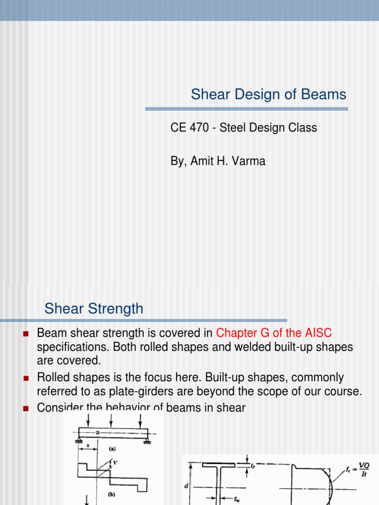 Shear Design of Beams: CE 470 - Steel Design Class | PDF