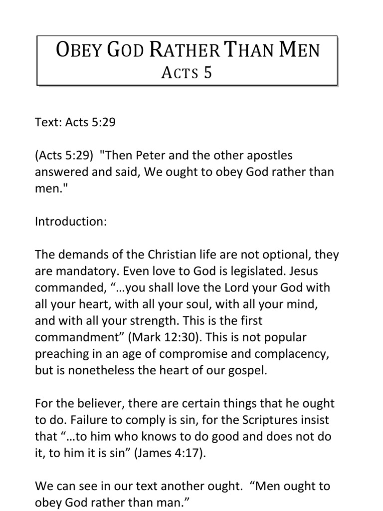 05 - Ought To Obey God Rather Than Men | PDF | Acts Of The Apostles ...