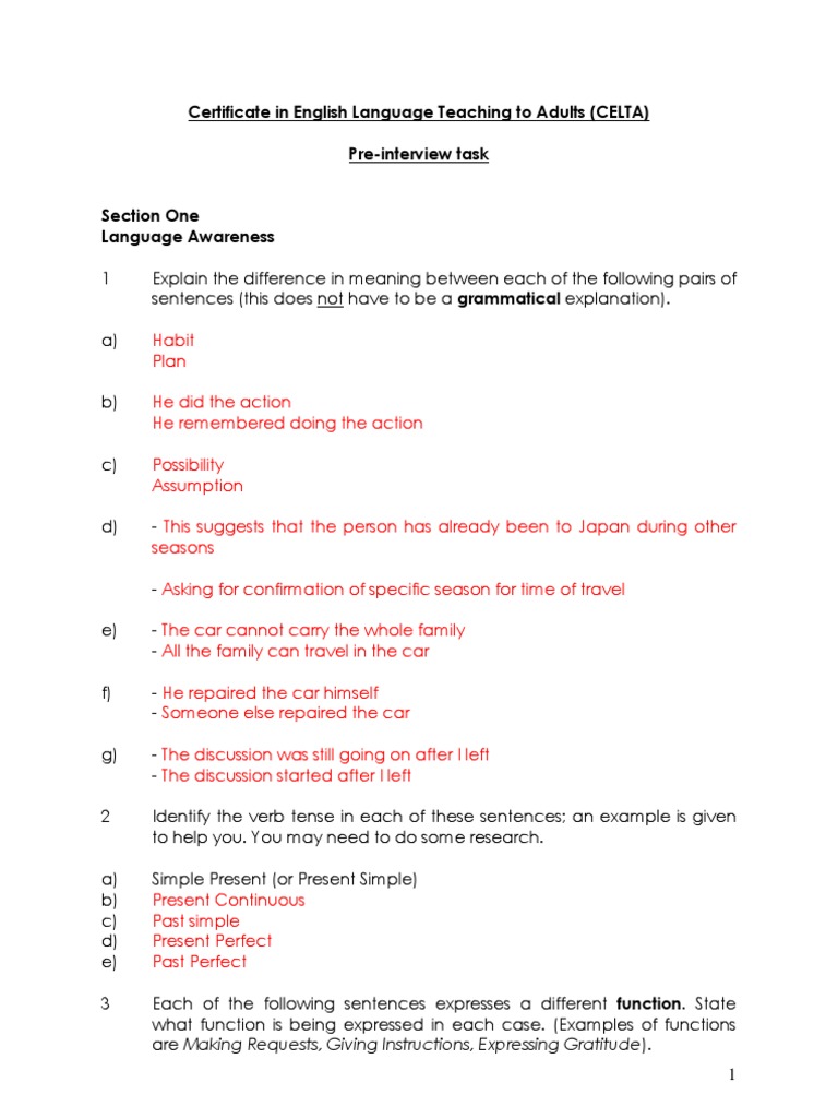 Celta - Pre Interview Task | PDF | Syllable | Vowel