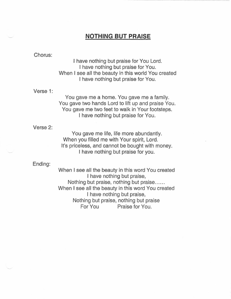 Nothing But Praise - Words | PDF | Song Recordings | Songs