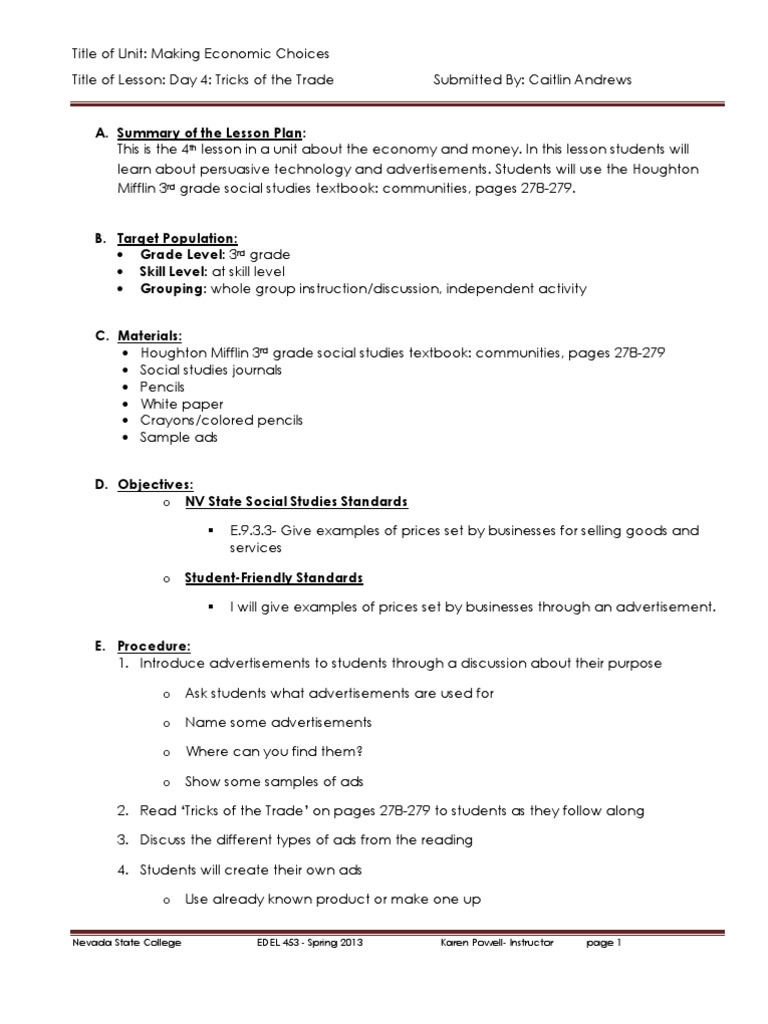 3rd Grade Lesson on Advertising Techniques | PDF | Advertising | Lesson ...