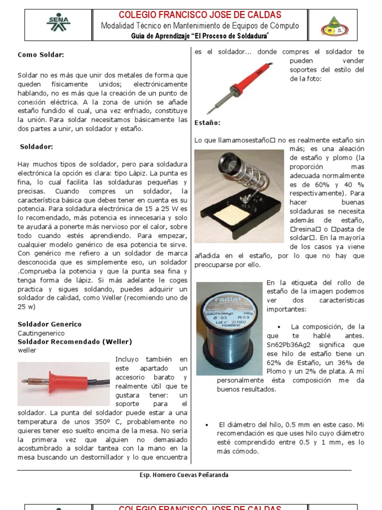 Guía de Soldadura Electrónica Básica | PDF | Estaño | Soldadura