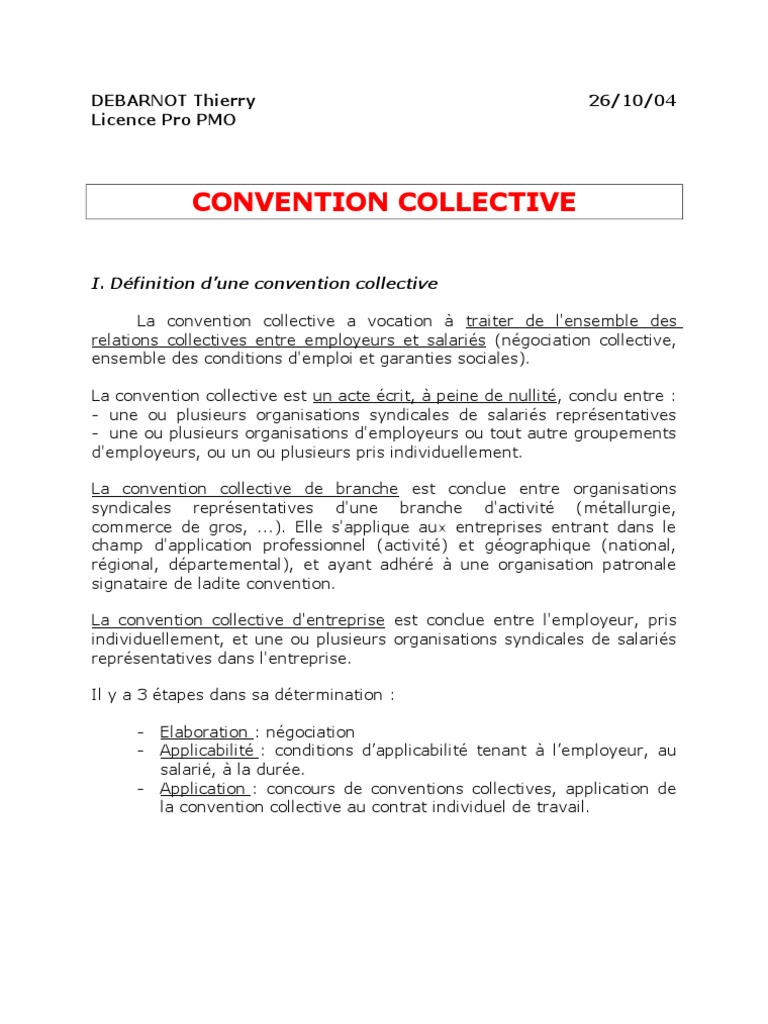 Définition Et Portée De La Convention Collective Pdf