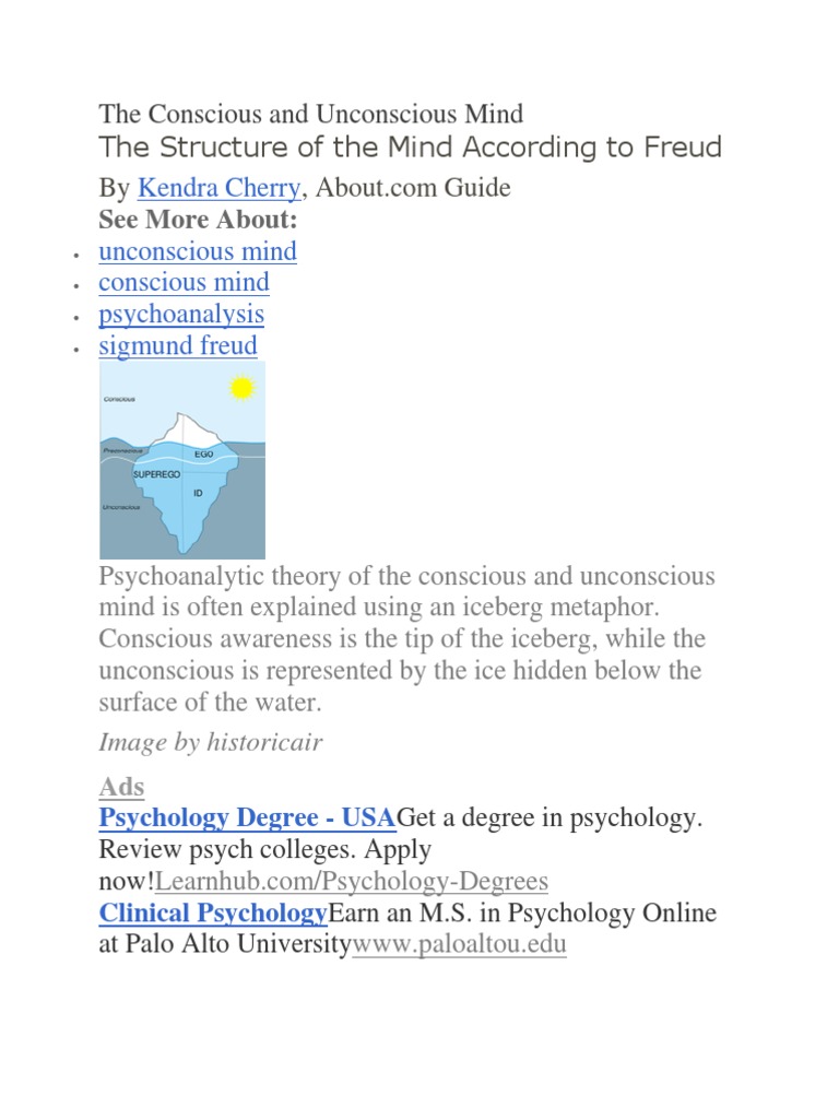 Freud's Conscious and Unconscious Mind | PDF | Unconscious Mind ...