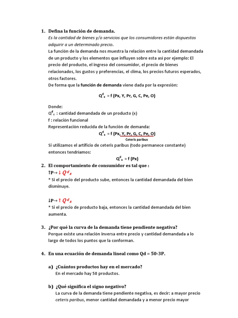 Función de Demanda: Definición y Ejemplos | PDF | Curva de demanda ...