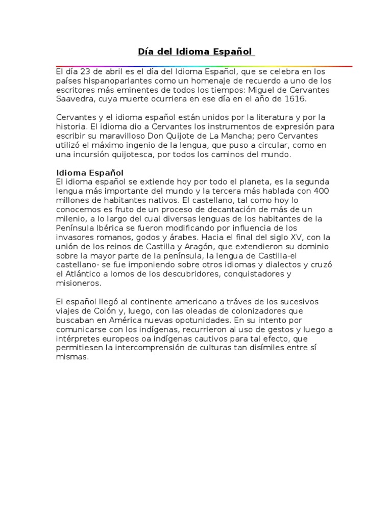 Celebración del Día del Idioma Español | PDF