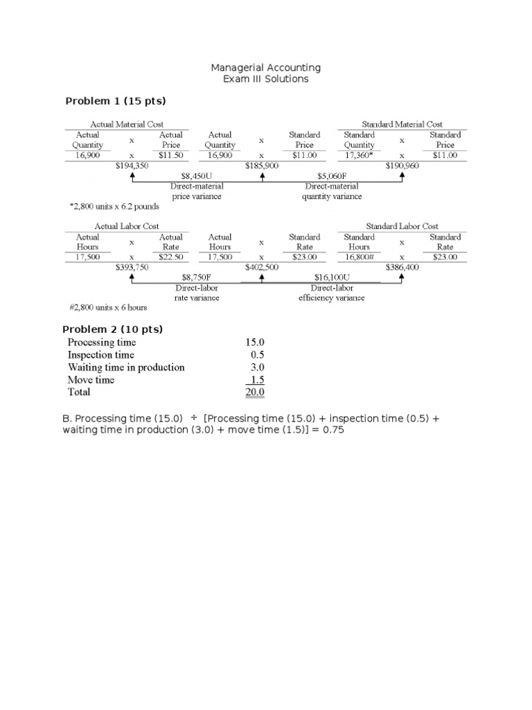 Managerial Accounting Exam 3 Solutions | PDF
