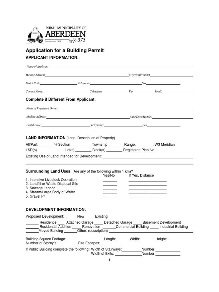 Building Permit Application Form | PDF | Wall | Hvac