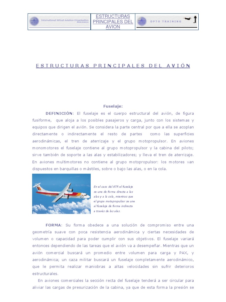 Estructuras Principales Del Avion | PDF