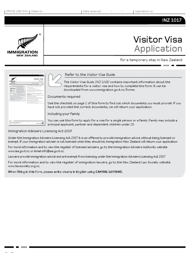 INZ Visitors Visa Application | PDF | Social Science | Law