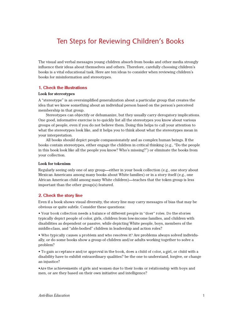 Ten Steps To Reviewing Children's Books | PDF | Stereotypes | Identity ...