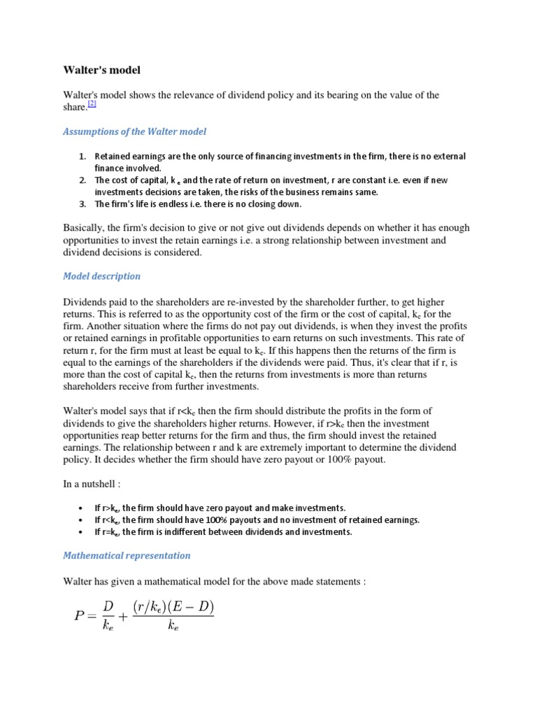 Walter and Gordon Model | PDF | Equity Securities | Dividend