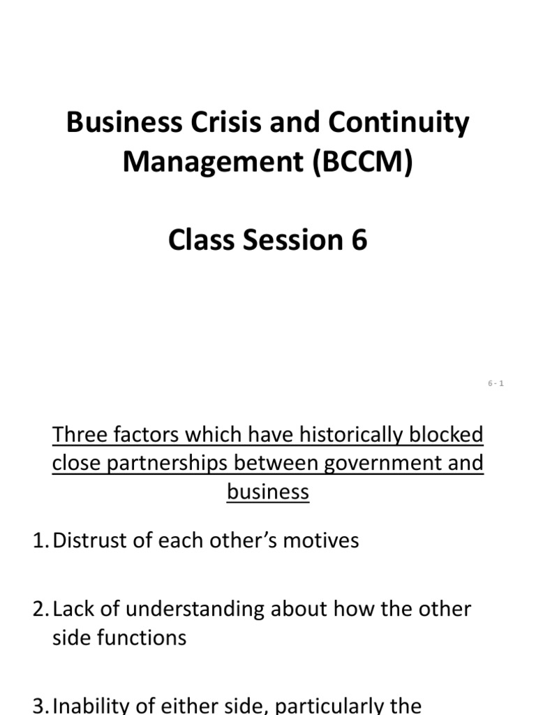 BCCM - Session 6 - Power Point | PDF | Emergency Management | Emergency