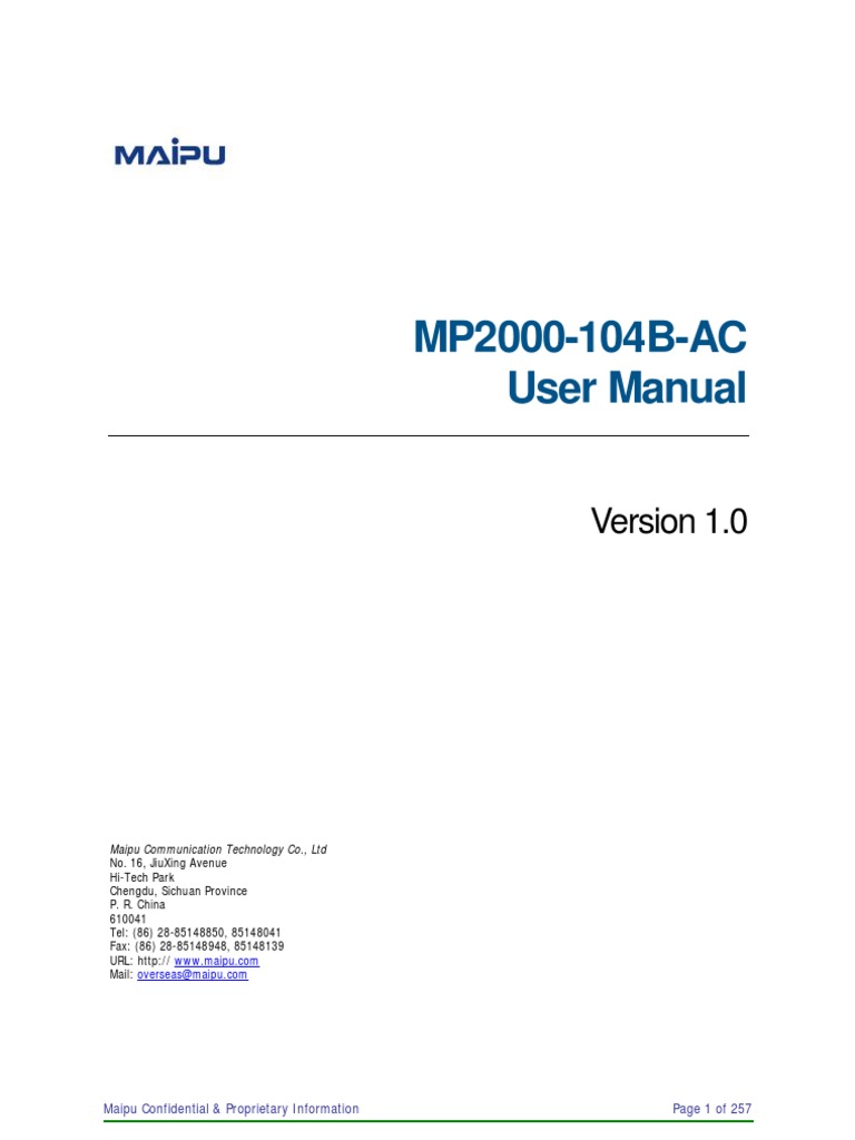 MP2000-104B-AC User Manual v1.0 | PDF | Gateway (Telecommunications) | Computer Network