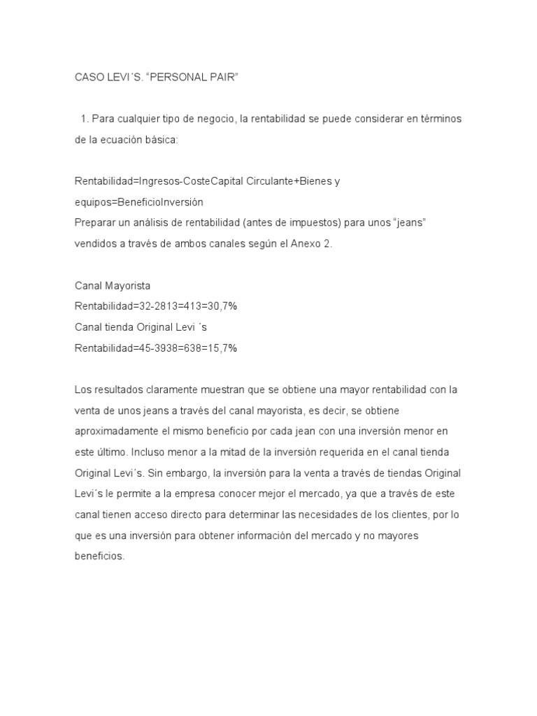 Caso Levis Solucion | PDF | Distribución (comercial) | Mercado (economía)