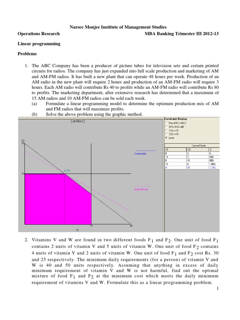 Lpp With Solutions Pdf Mathematical Optimization Linear Programming