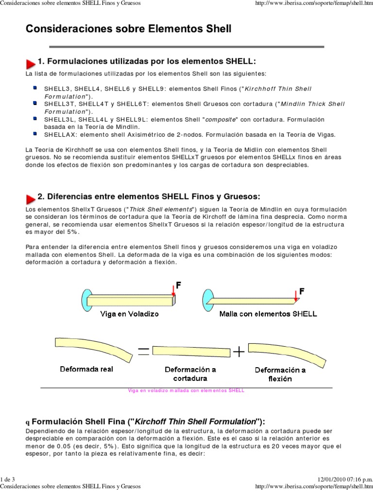 Diferencias entre Shell Finos y Gruesos | PDF | Doblar | Estrés (Mecánica)