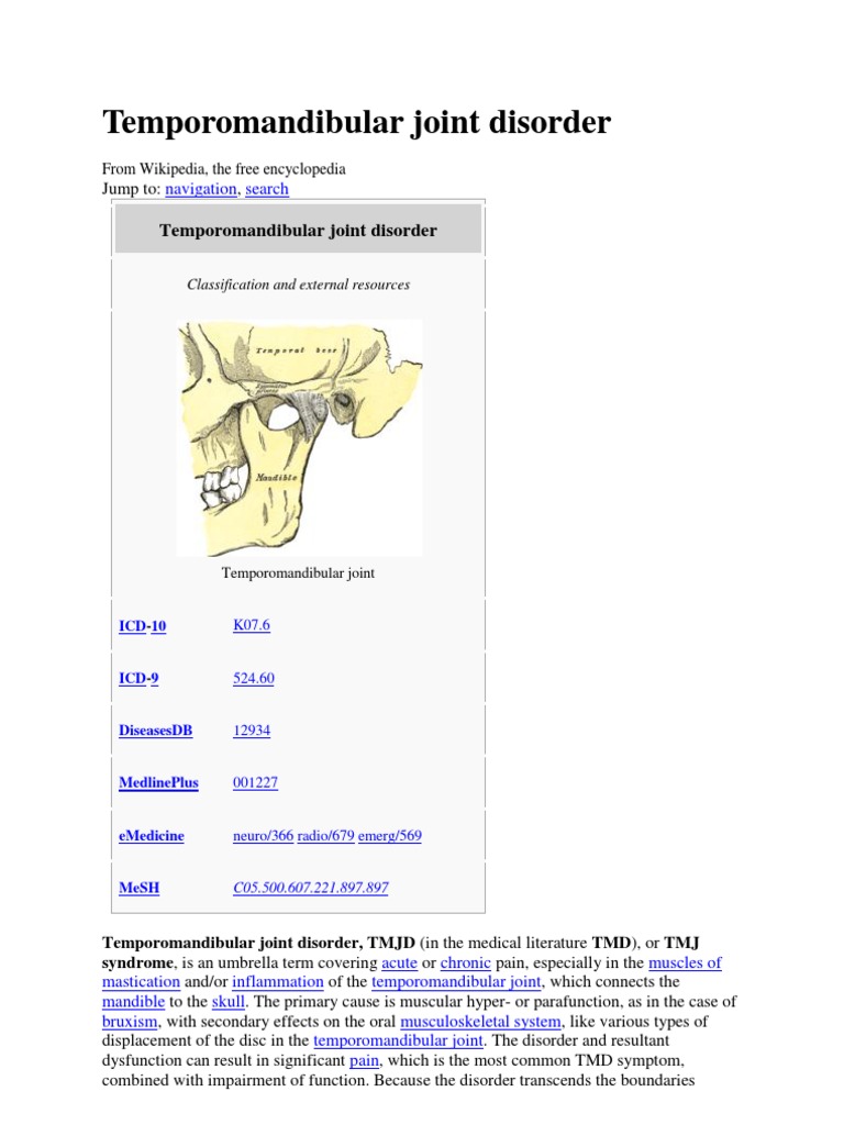 ICD-10 Codes for TMJ Disorders | PDF | Mouth | Diseases And Disorders