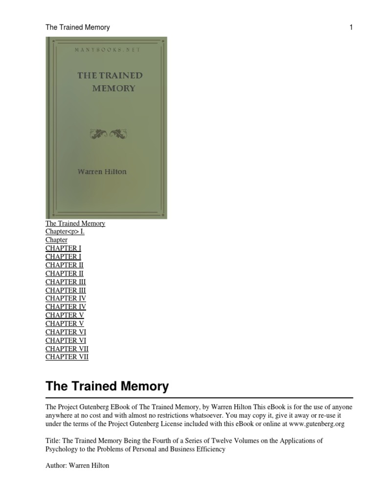The Trained Memory | PDF | Memory | Mind