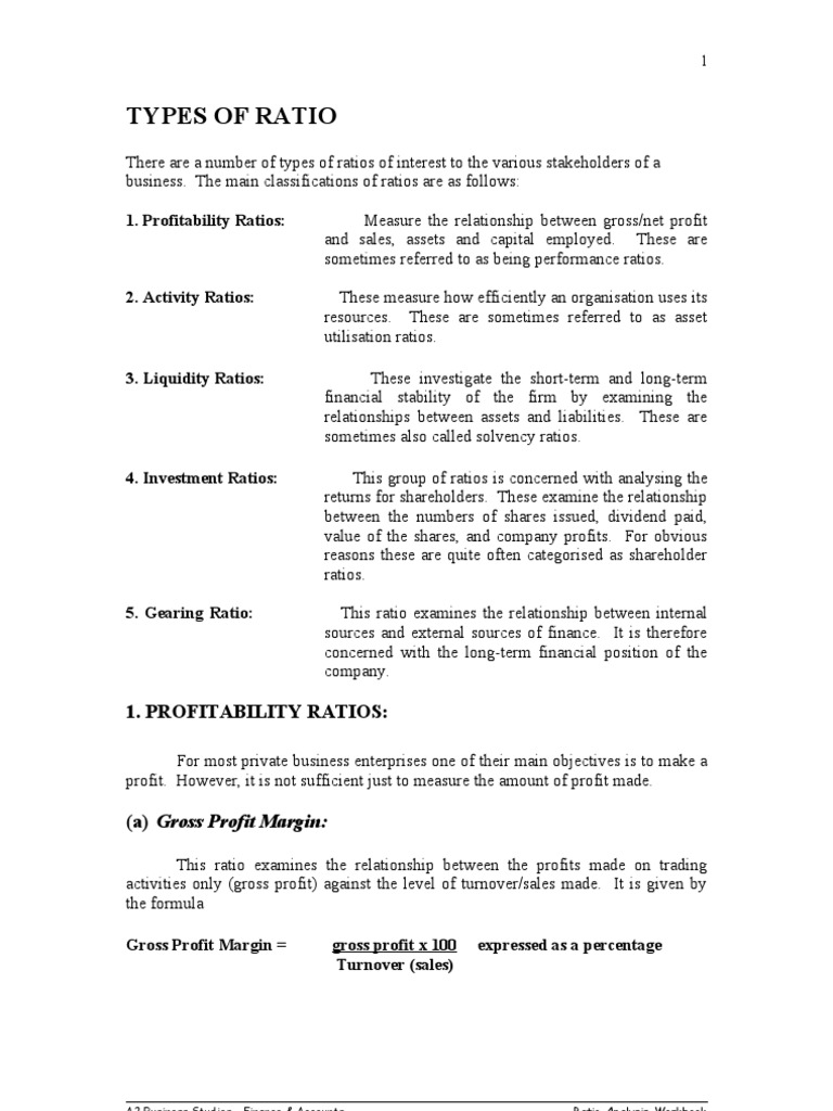 Workbook On Ratio Analysis | PDF | Equity (Finance) | Dividend