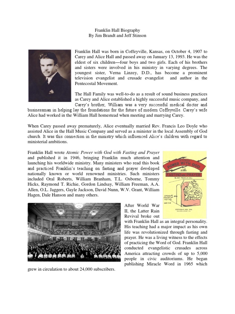 Franklin Hall Biography | PDF | Charismatic And Pentecostal ...