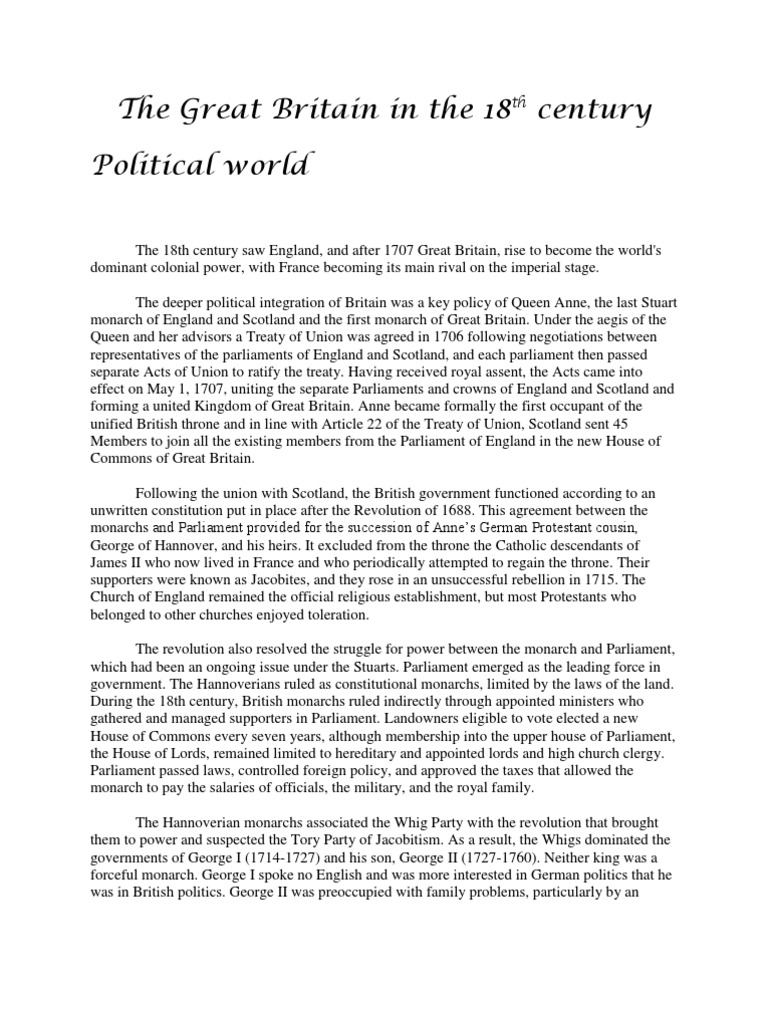 Great Britain in the 18th Century | PDF | Kingdom Of Great Britain ...