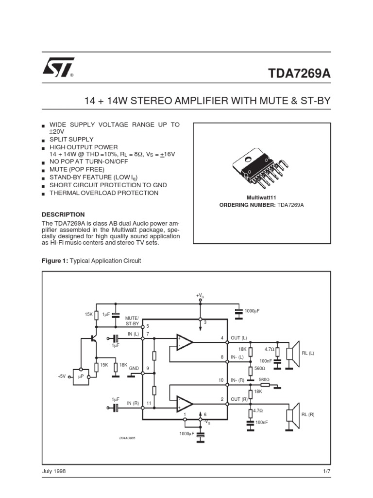 TDA7269A | PDF | Amplifier | Computer Engineering