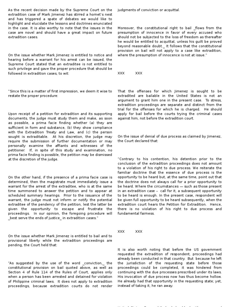 Mark Jimenez Extradition Case Insights | PDF | Due Process Clause ...