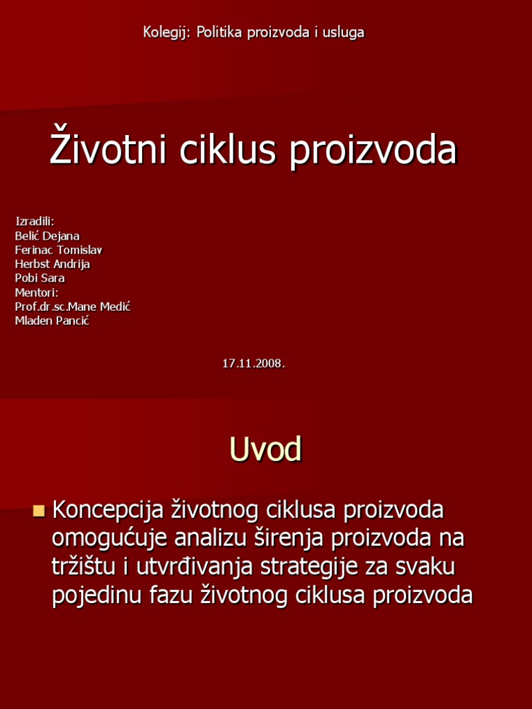Zivotni Ciklus Proizvoda | PDF