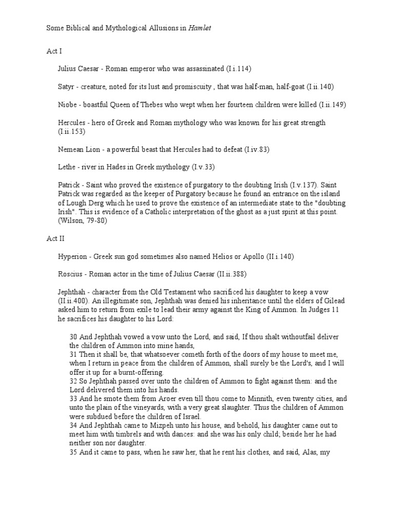 Literary Allusions in Hamlet | PDF | Cain And Abel | Christianity