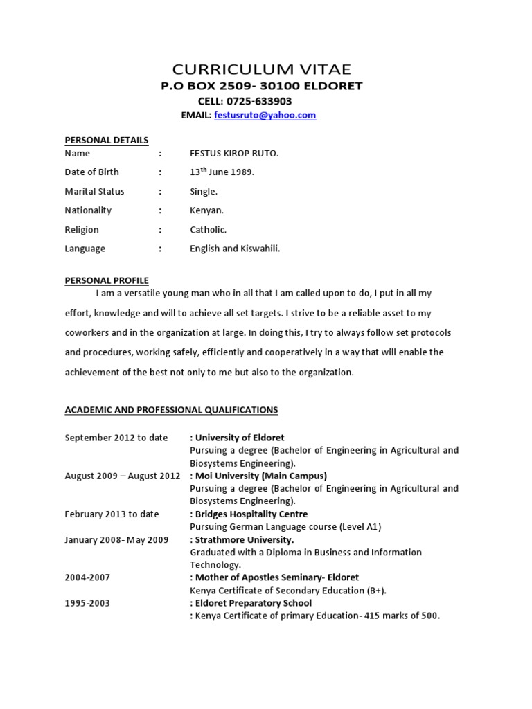 CV | PDF | Kenya | Academic Degree