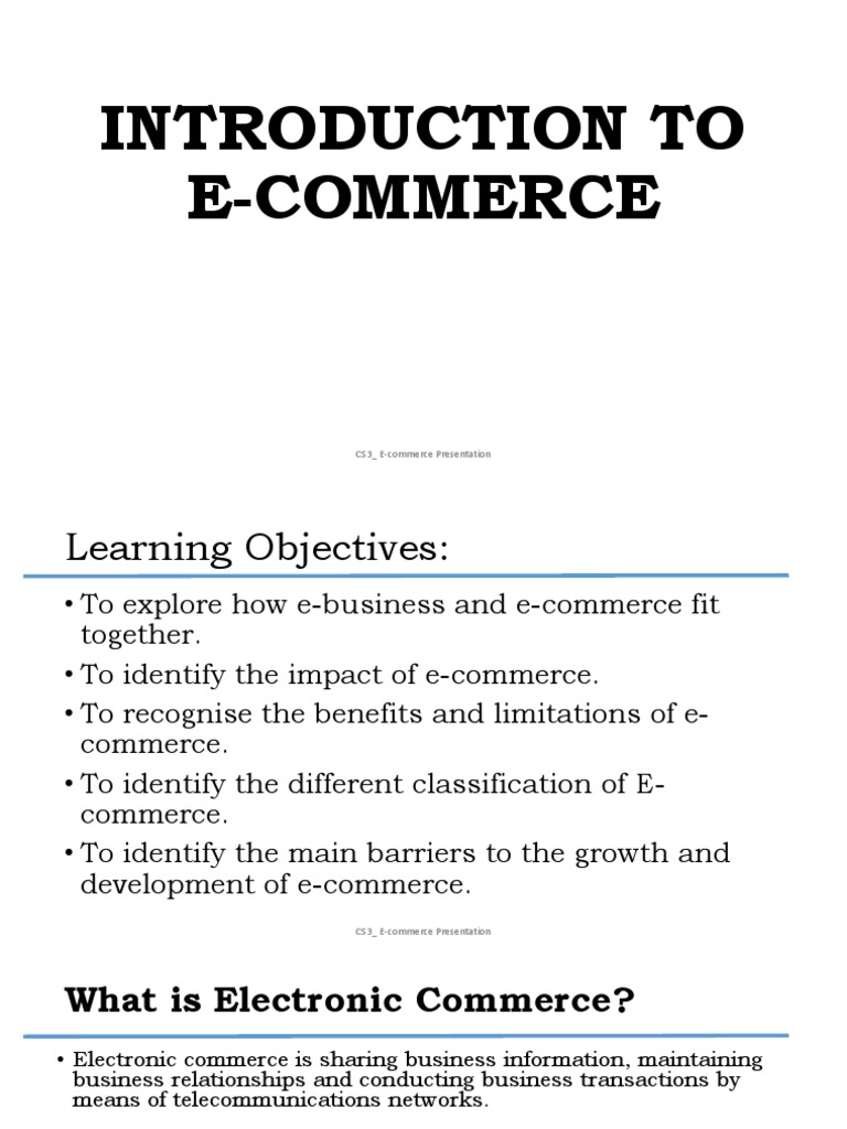Presentation On E-Commerce | PDF | Electronic Business | E Commerce