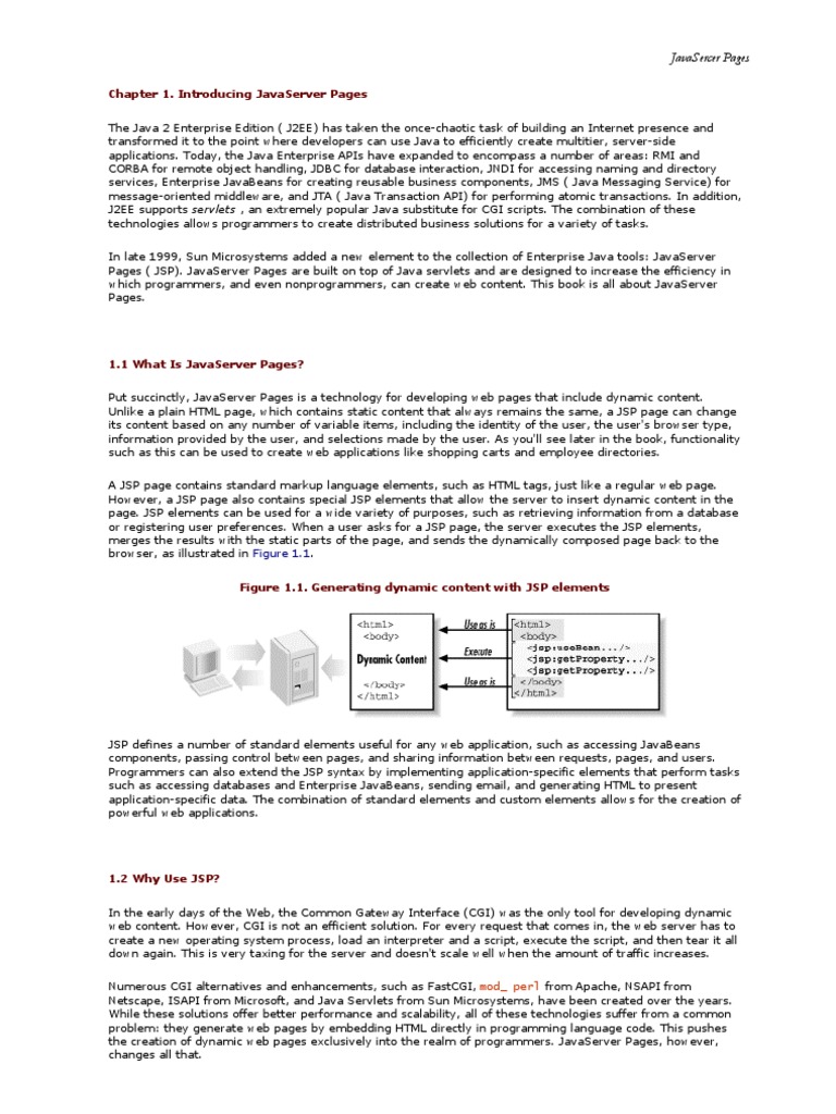 Chapter 1. Introducing Javaserver Pages | PDF | Java Server Pages ...
