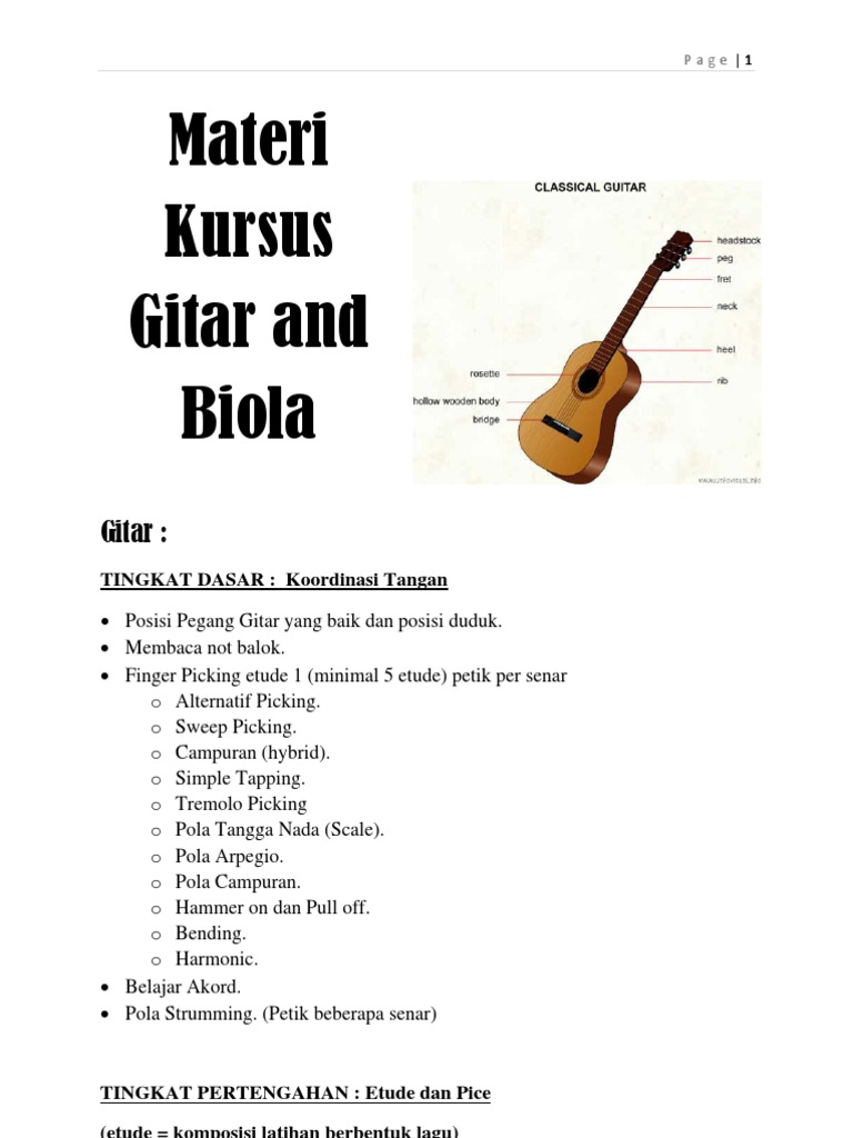 Materi Kursus Gitar | PDF