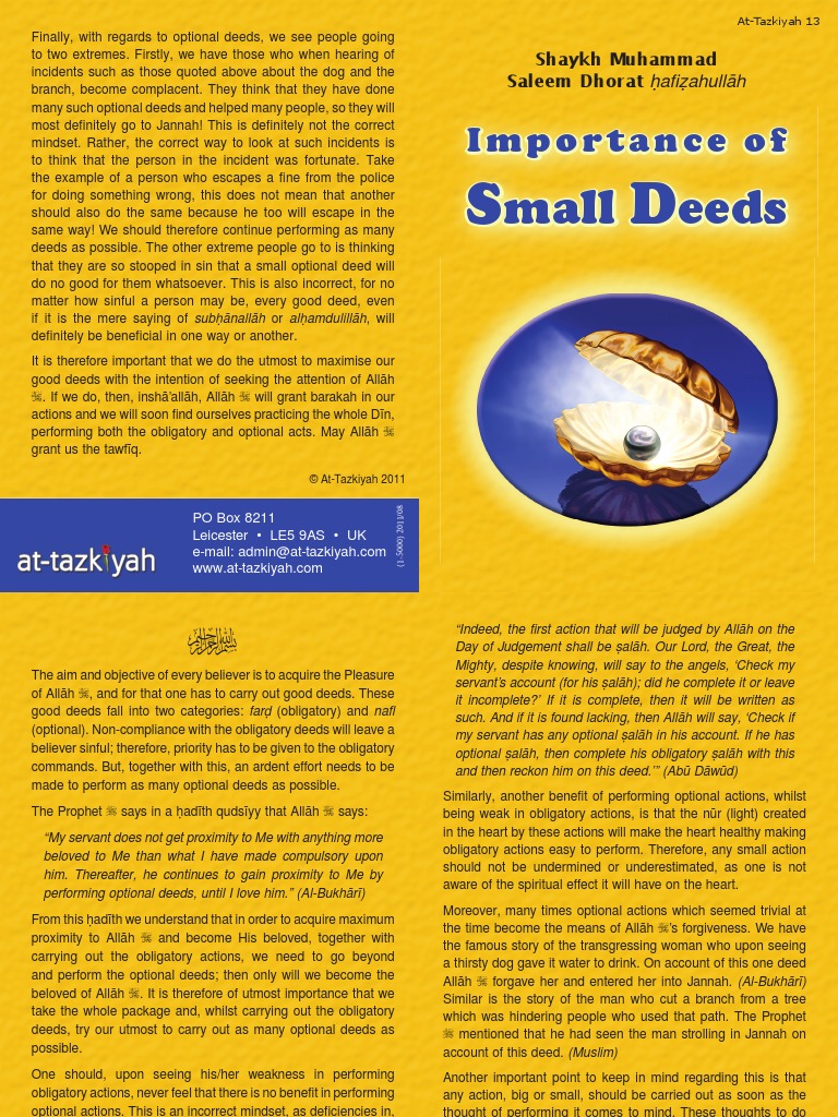 Importance of Small Deeds | Download Free PDF | Theology | Religious ...
