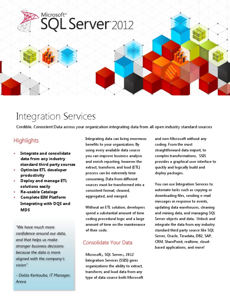 SQL Server 2012 Integration Services Datasheet | PDF | Microsoft Sql ...