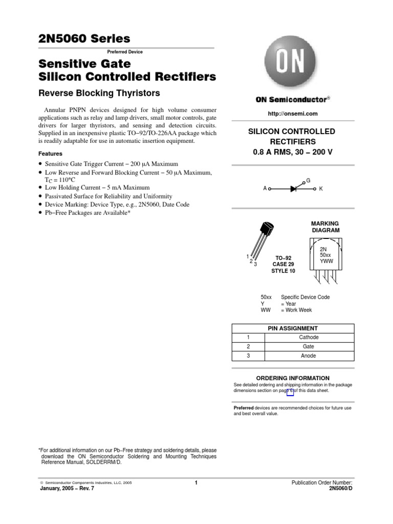SCR 2N5060 | PDF | Electromagnetism | Electricity