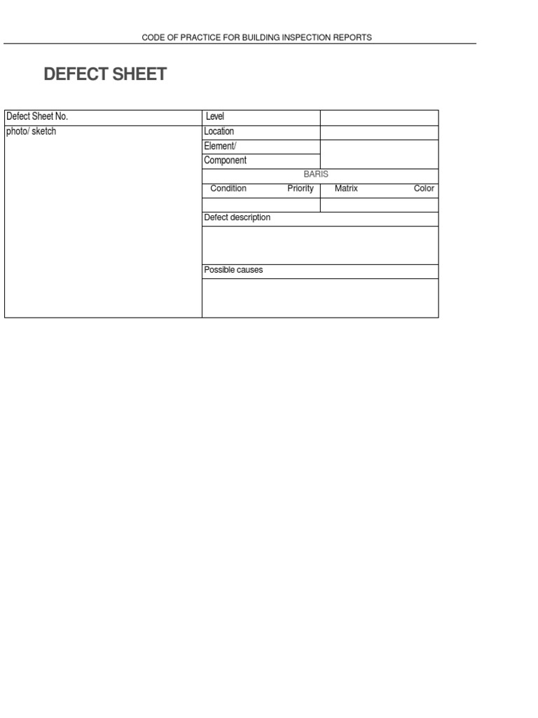 Defects Sheet | PDF