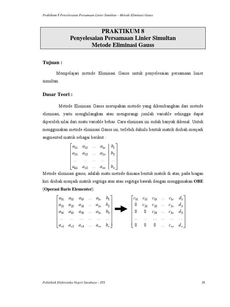 Eliminasi Gauss | PDF