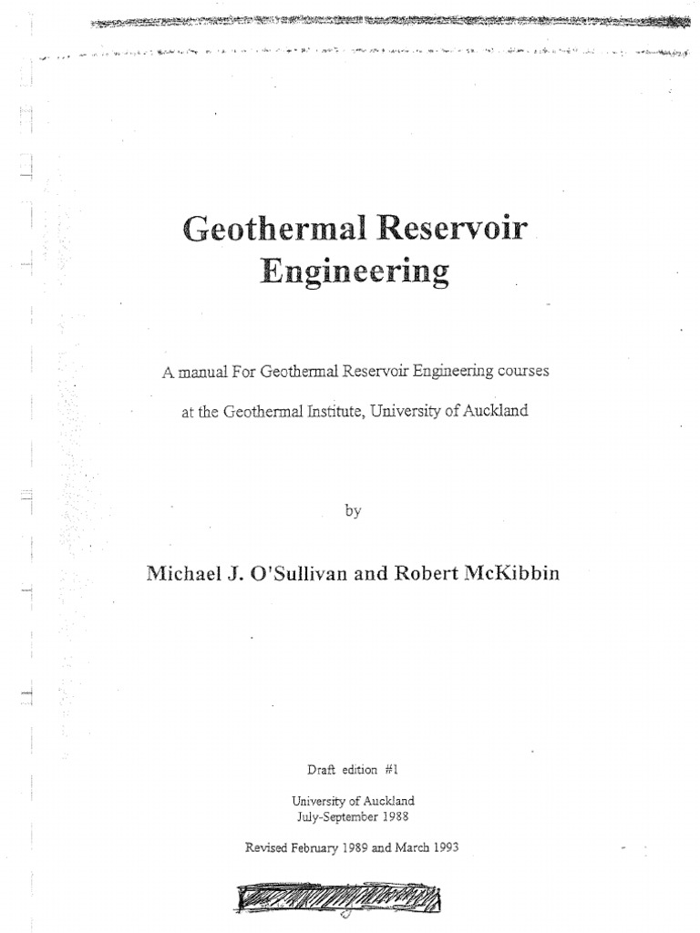 Geothermal Reservoir Engineering - M. J. O'Sullivan-R. McKibbin | PDF