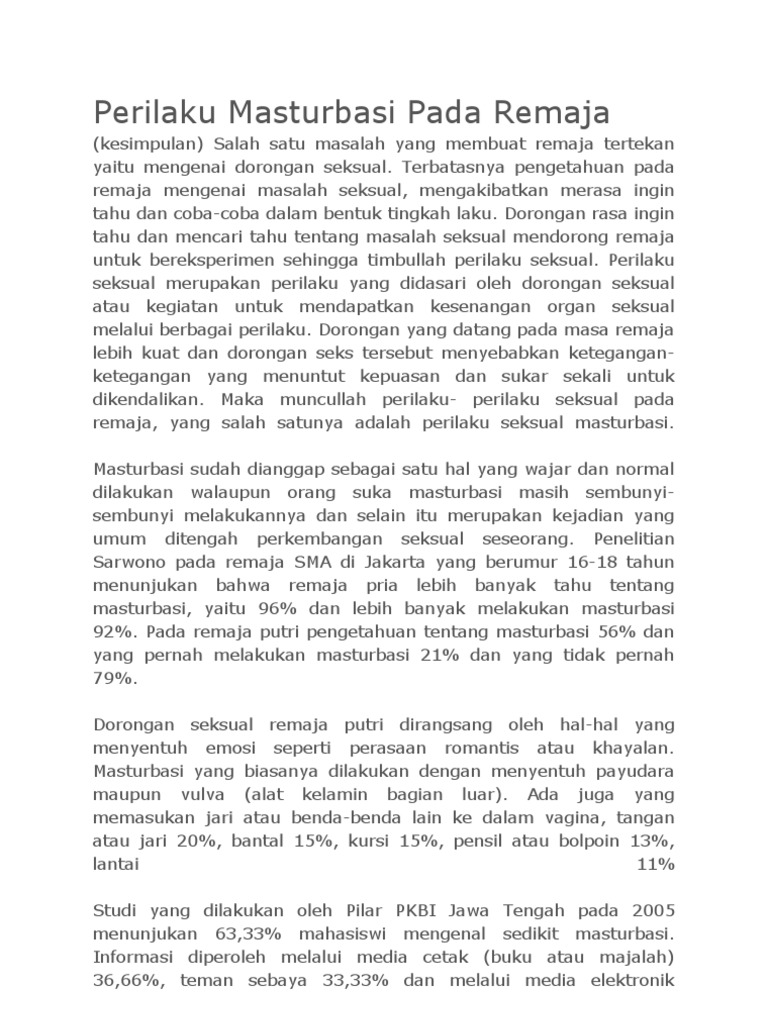 Perilaku Masturbasi Pada Remaja Pdf