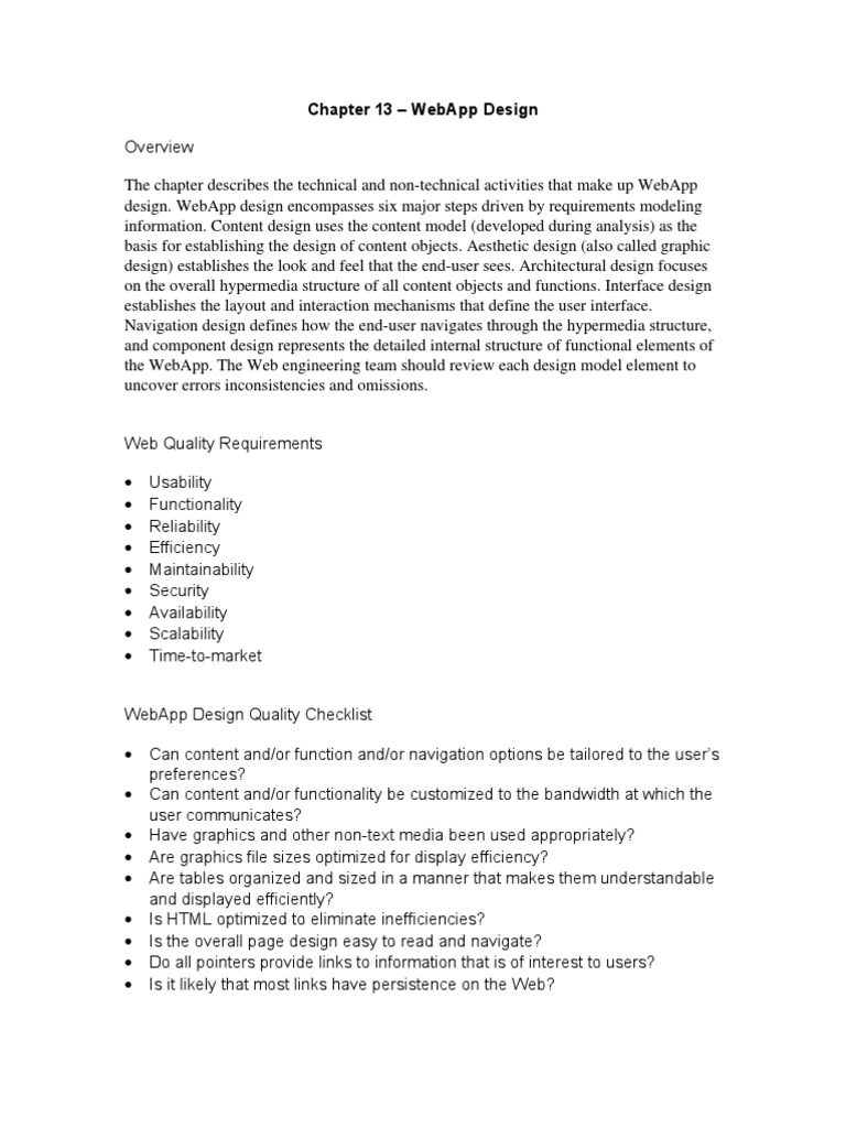 Chapter 13 - Webapp Design | PDF | Web Application | Class (Computer Programming)