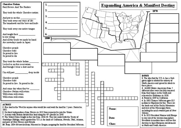 Manifest Destiny Worksheet | PDF | History