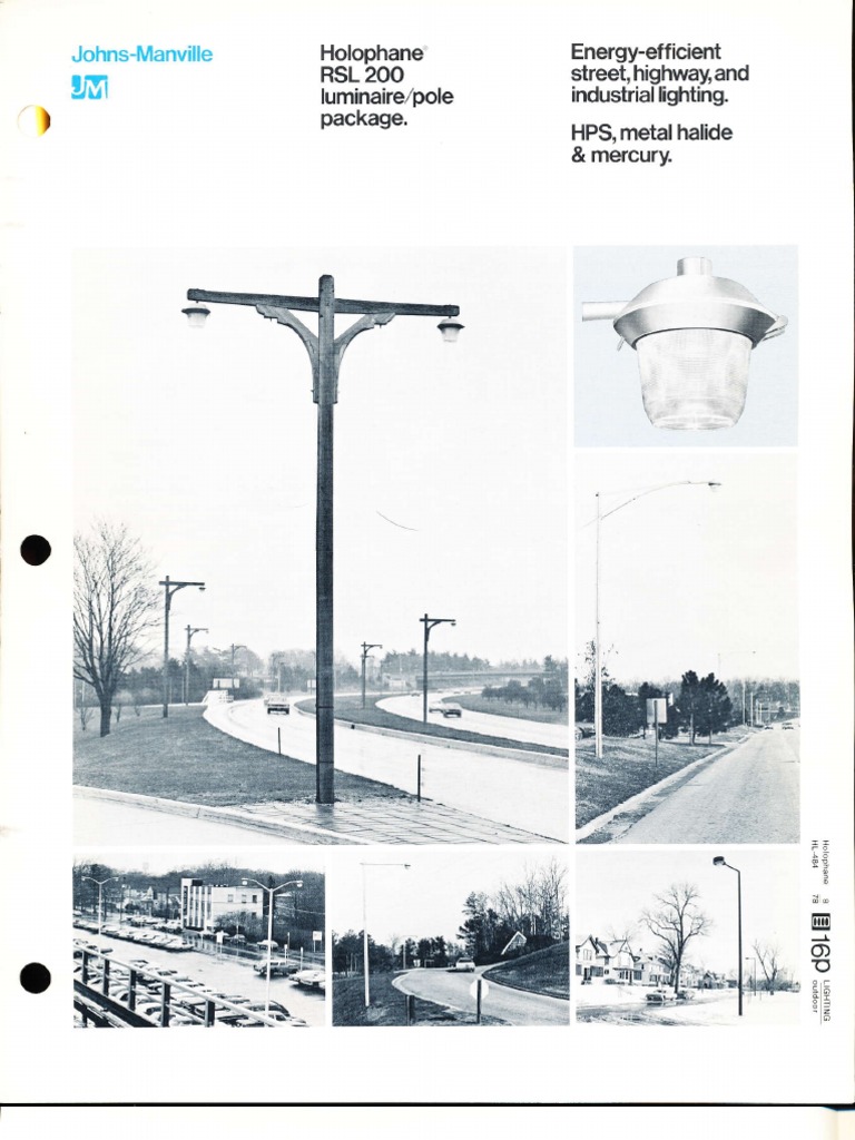 Holophane RSL-200 Series Brochure 8-78 | PDF | Street Light | Lighting
