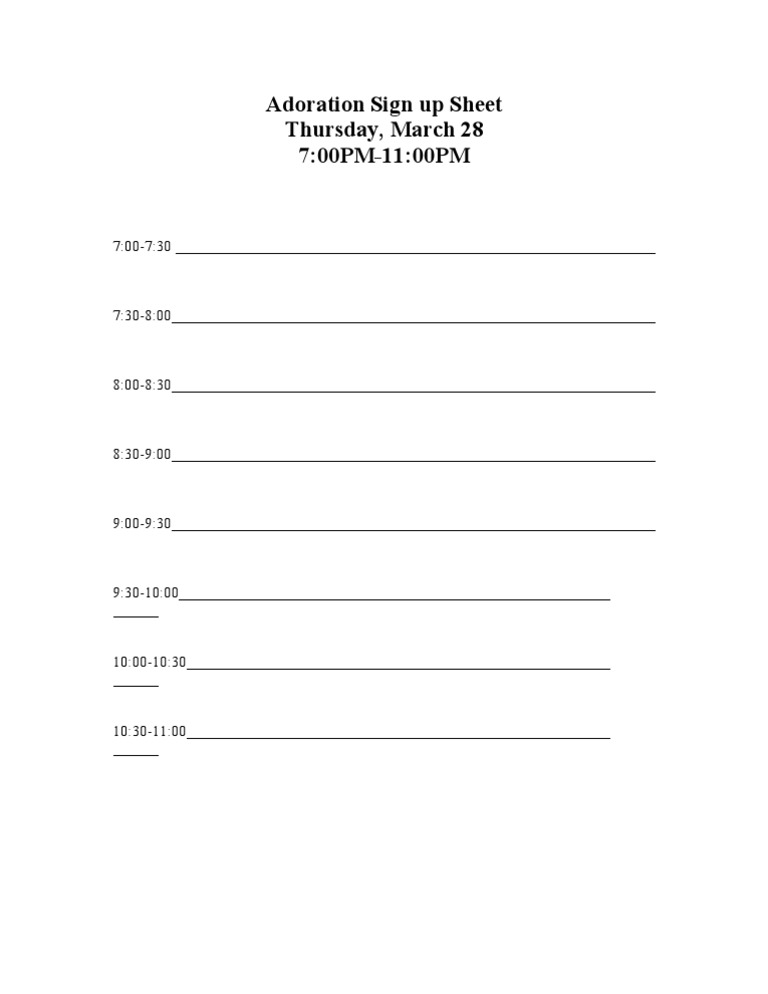 Adoration Sign Up Sheet | PDF