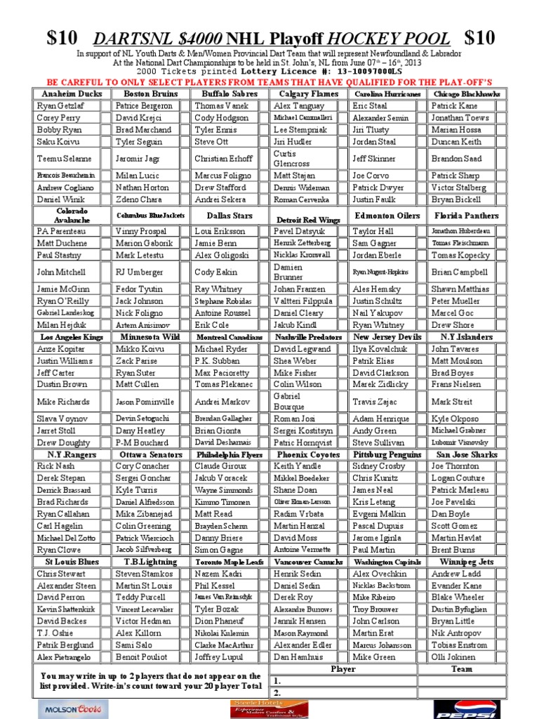 NHL Playoff Hockey Pool | PDF | Variations Of Hockey | Sports Competitions