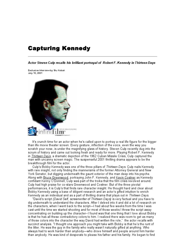 Capturing Kennedy: Actor Steven Culp Recalls His Brilliant Portrayal of ...