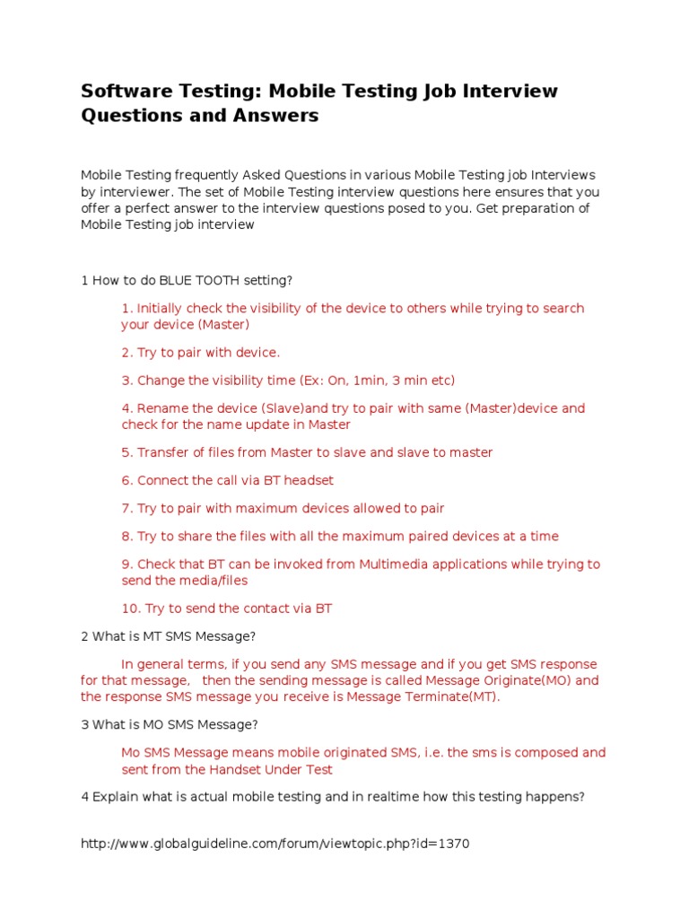 Software Testing: Mobile Testing Job Interview Questions and Answers ...